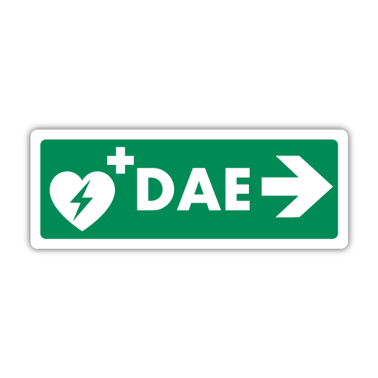 EE101 – Cartello “Defibrillatore esterno di emergenza” con freccia a DX ...