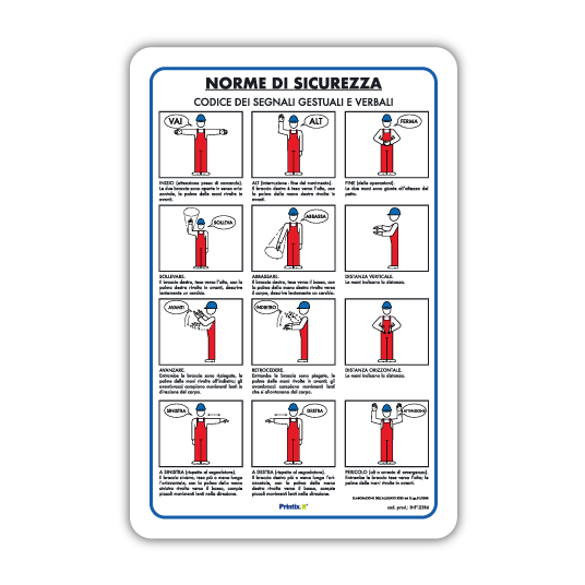 INF123 Cartello "Norme di sicurezza - codice dei segnali gestuali e verbali" - Printix