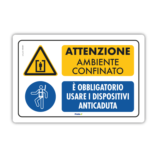 MS002 - Cartello "Ambiente confinato. Indossare dispositivi anticaduta ...